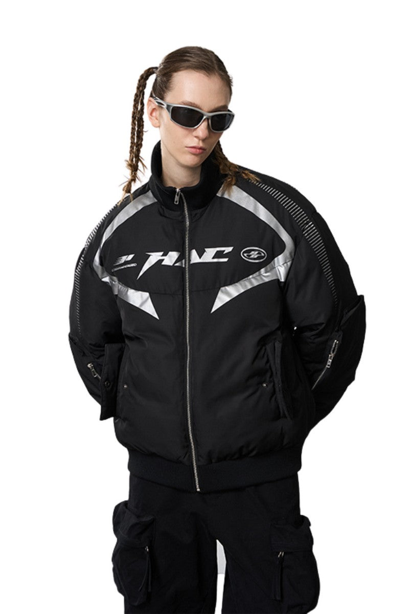 Multi Pocket Silver Logo Motor Down Jacket – Copping Zone B2B
